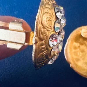 Jewelry | Vintage Old Hollywood Style Rhinestone Button Clip On Gold ...